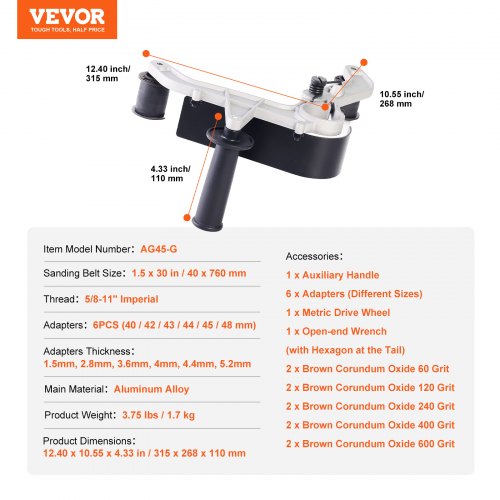 VEVOR Belt Sander Adapter for Angle Grinder, Pipe or Tube Sanding ...