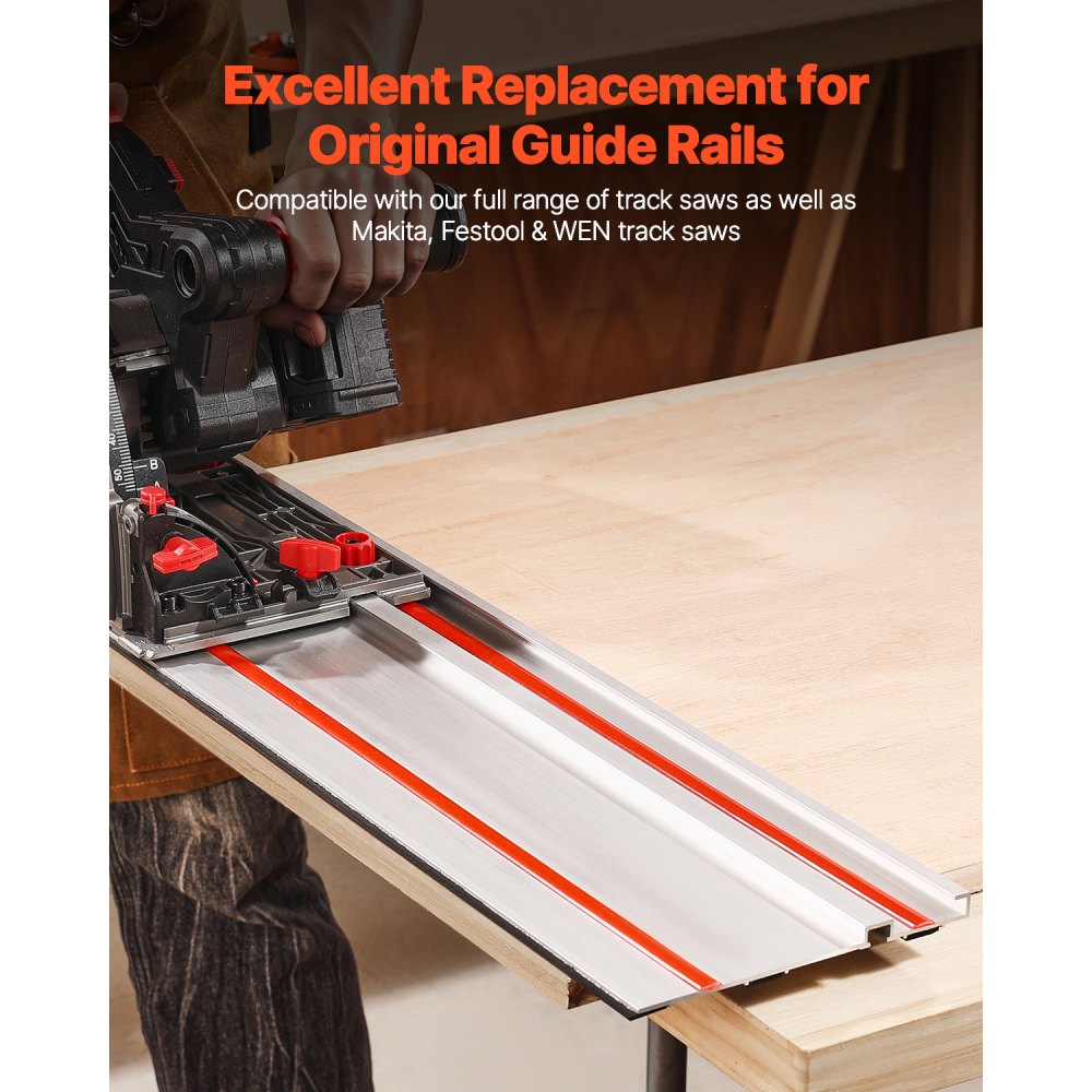 VEVOR Track Saw Guide Rail, 1397 mm(55 in) Cutting Range, Includes 2 ...