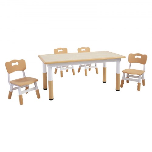 VEVOR Kids Table and 4 Chairs Set, Height Adjustable Toddler Table and Chair Set, Graffiti ...
