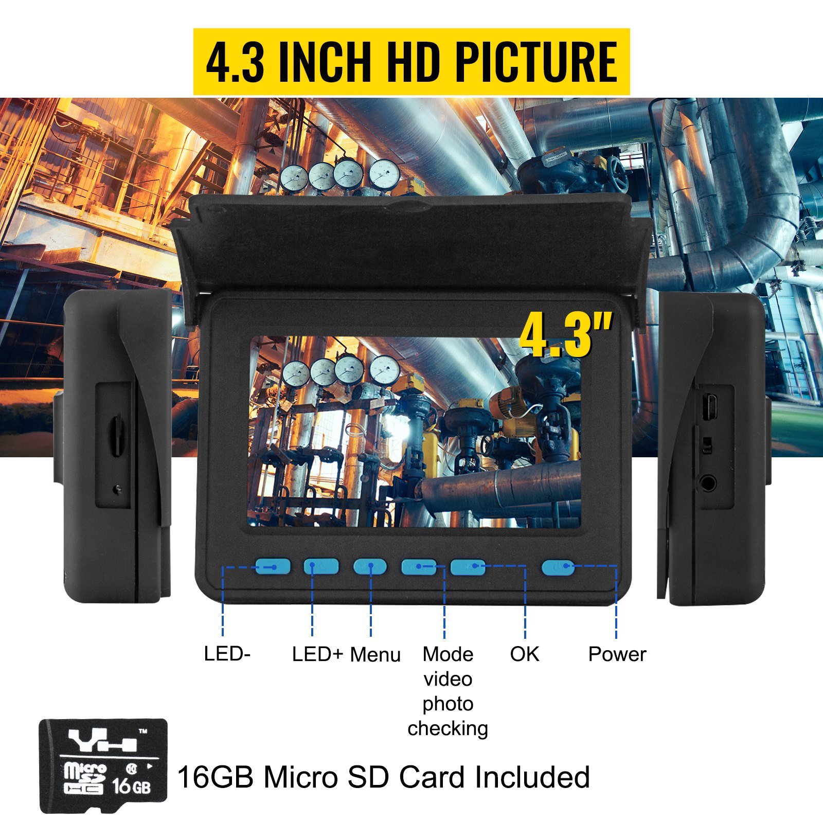 VEVOR VEVOR Sewer Camera 164FT Cable Pipeline Inspection Camera 4.3 ...