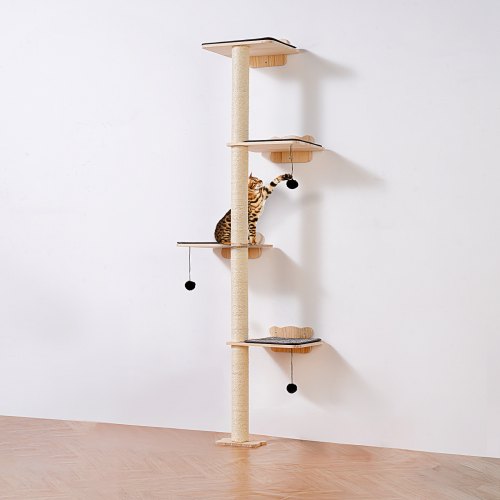 VEVOR Wall Mounted Cat Shelves Tree with Platform Tree-Shaped Cat ...
