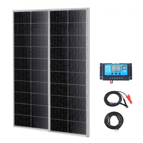 VEVOR 200W Monocrystalline Solar Panel Kit 2PCS Solar Panels & Charge ...