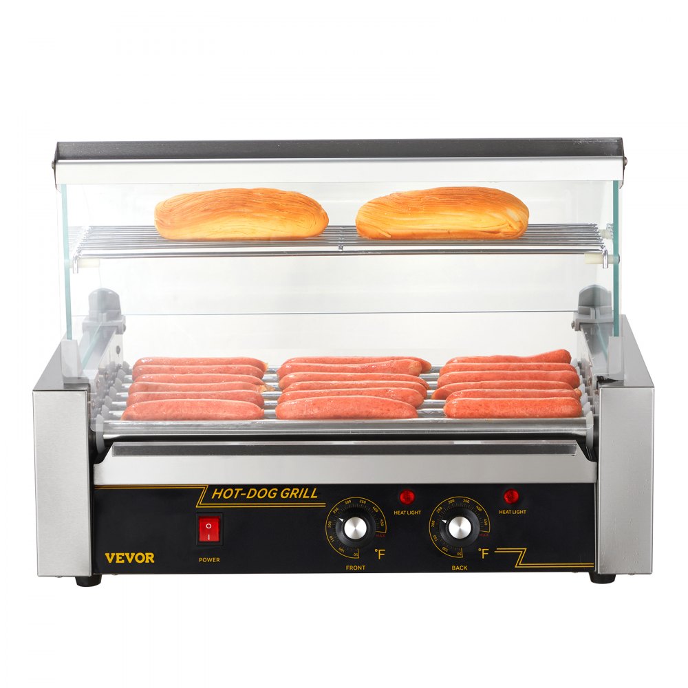 VEVOR Hot Dog Roller 7 Rollers 18 Hot Dogs Capacity 1050W Stainless ...