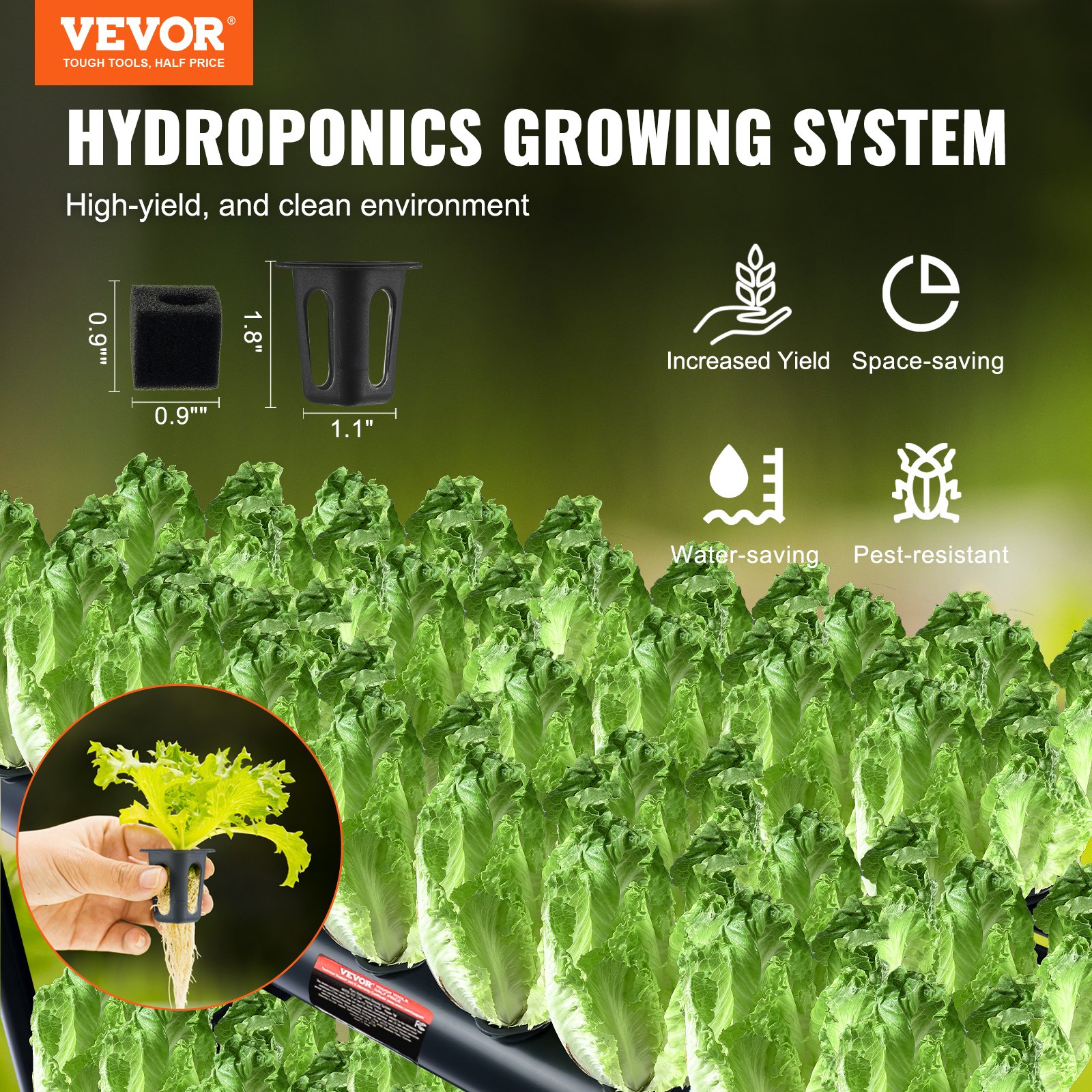 VEVOR Hydroponics Growing System, 72 Sites 2 Layers, Dark Grey PVC ...
