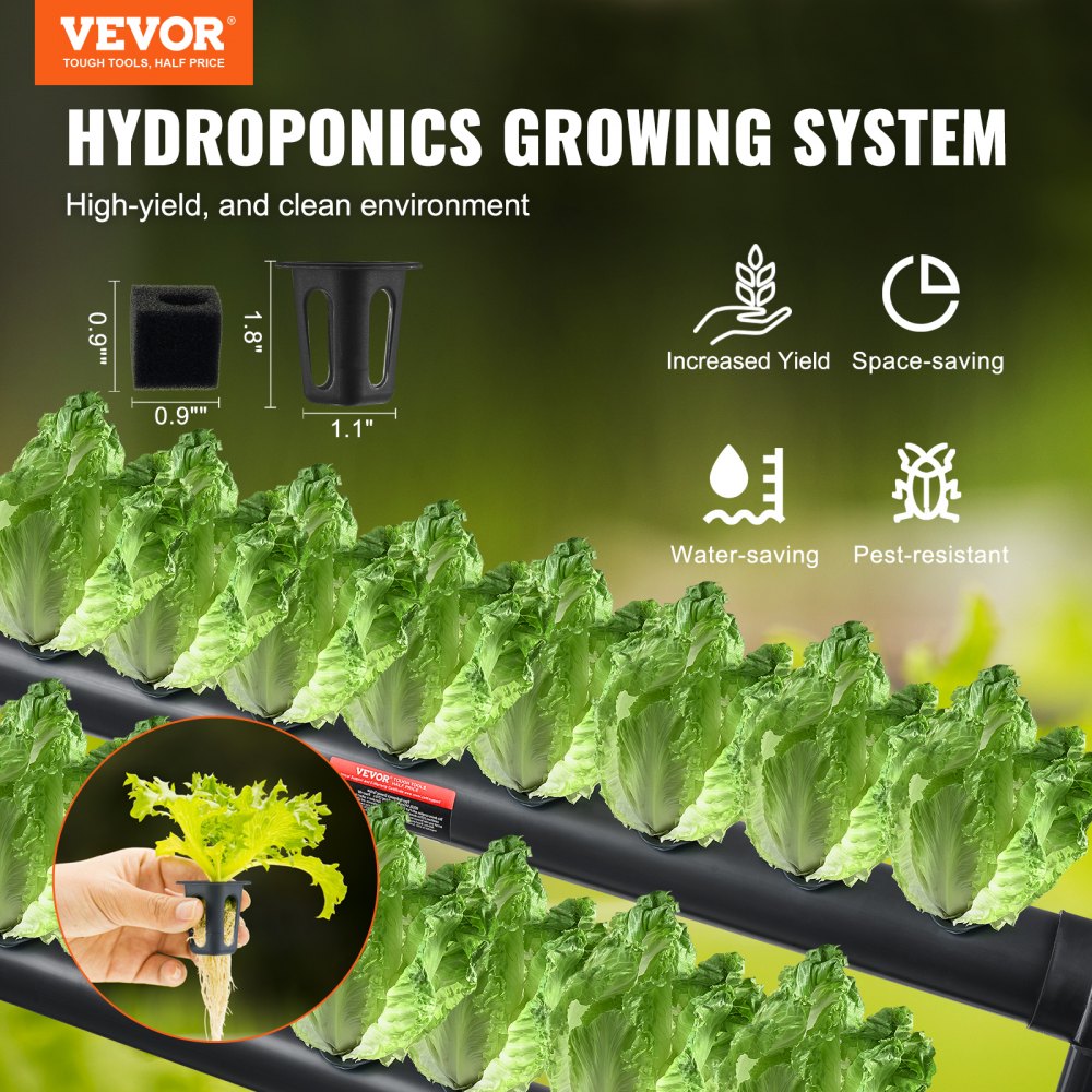 VEVOR Hydroponics Growing System, 36 Sites 4 Layers, Dark Grey PVC ...