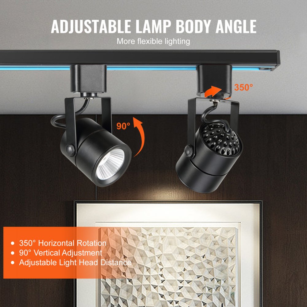 VEVOR LED Track Lighting Heads, 6.5W 3000K 470lm Warm White, Dimmable H ...