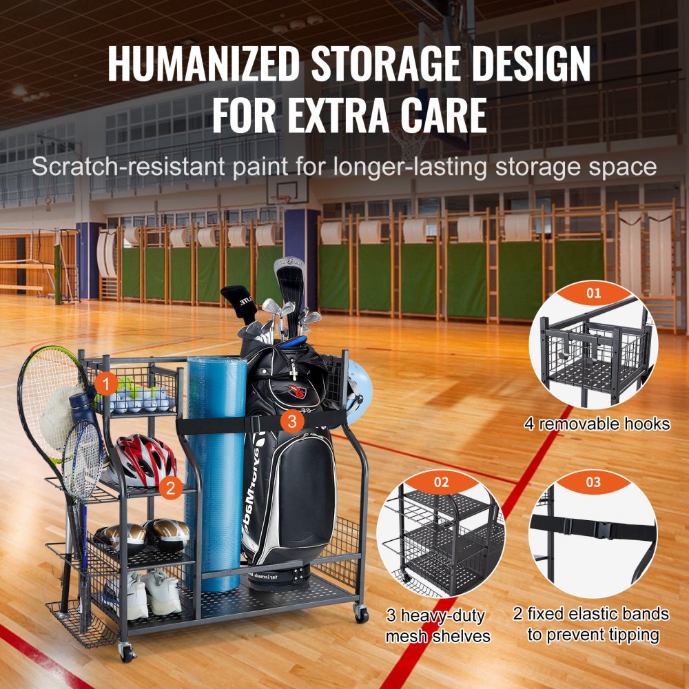 VEVOR Golf Storage Garage Organizer, 2 Golf Bag Stand Holder and Other ...