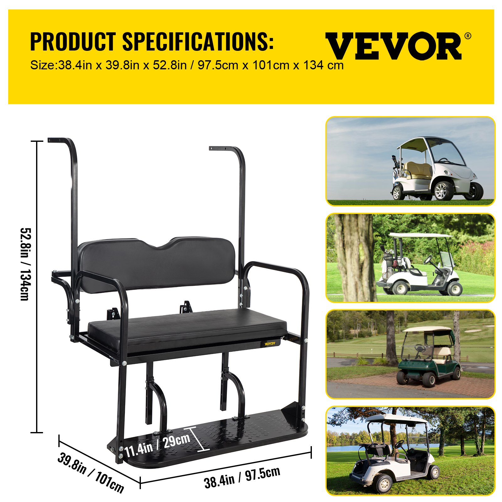 VEVOR Golf Cart Rear Seat, Club Car Rear Seat for Club Car DS 2000-2013 ...