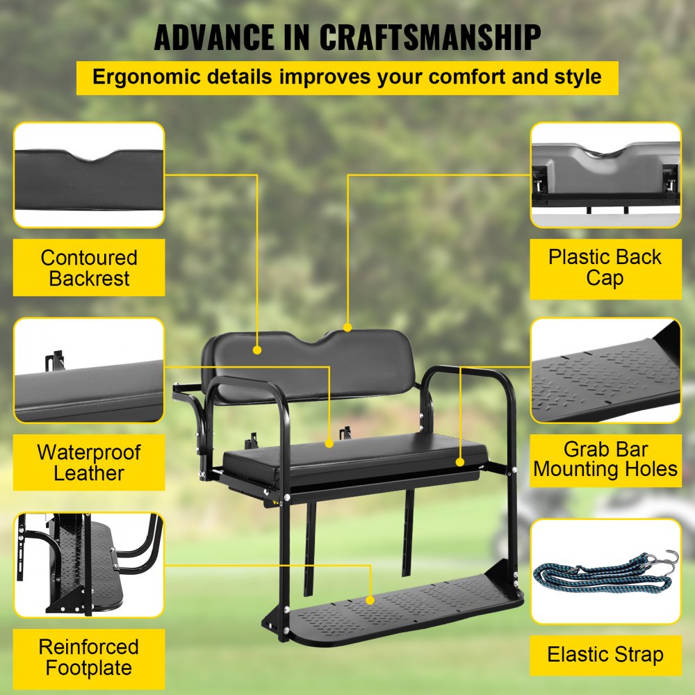 VEVOR Golf Cart Rear Seat, Club Car Rear Seat Compatible with EZGO TXT ...