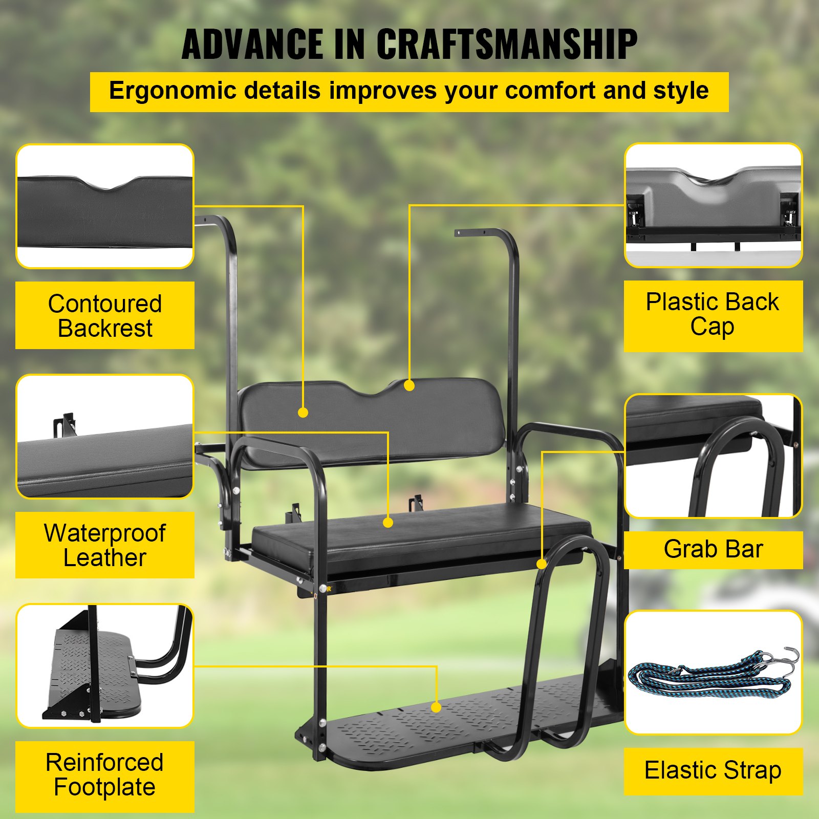 VEVOR Golf Cart Rear Seat, Club Car Rear Seat for Club Car DS 2000.5 ...