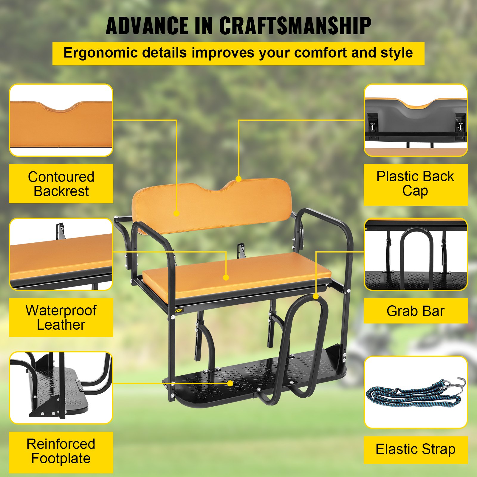 VEVOR Golf Cart Rear Seat, Club Car Rear Seat for Club Car Precedent ...