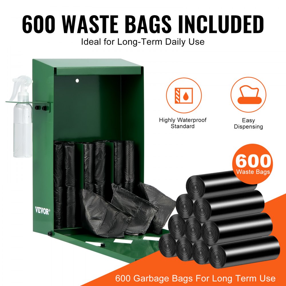 VEVOR Dog Poop Bag Dispenser with Hand Wash Bottle, Lockable Outdoor ...