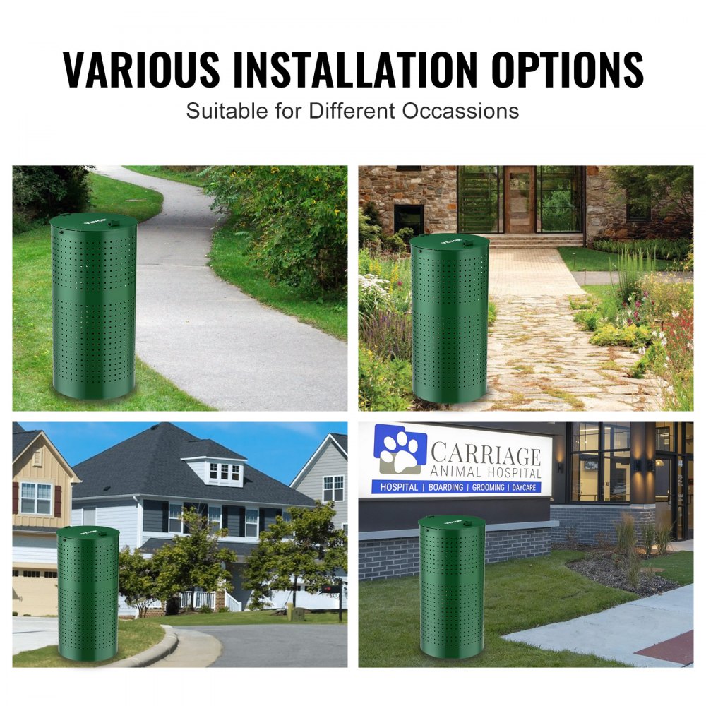 VEVOR Dog Poop Trash Can with 50 Liner Bags, 11.5 Gallons Outdoor Dog ...