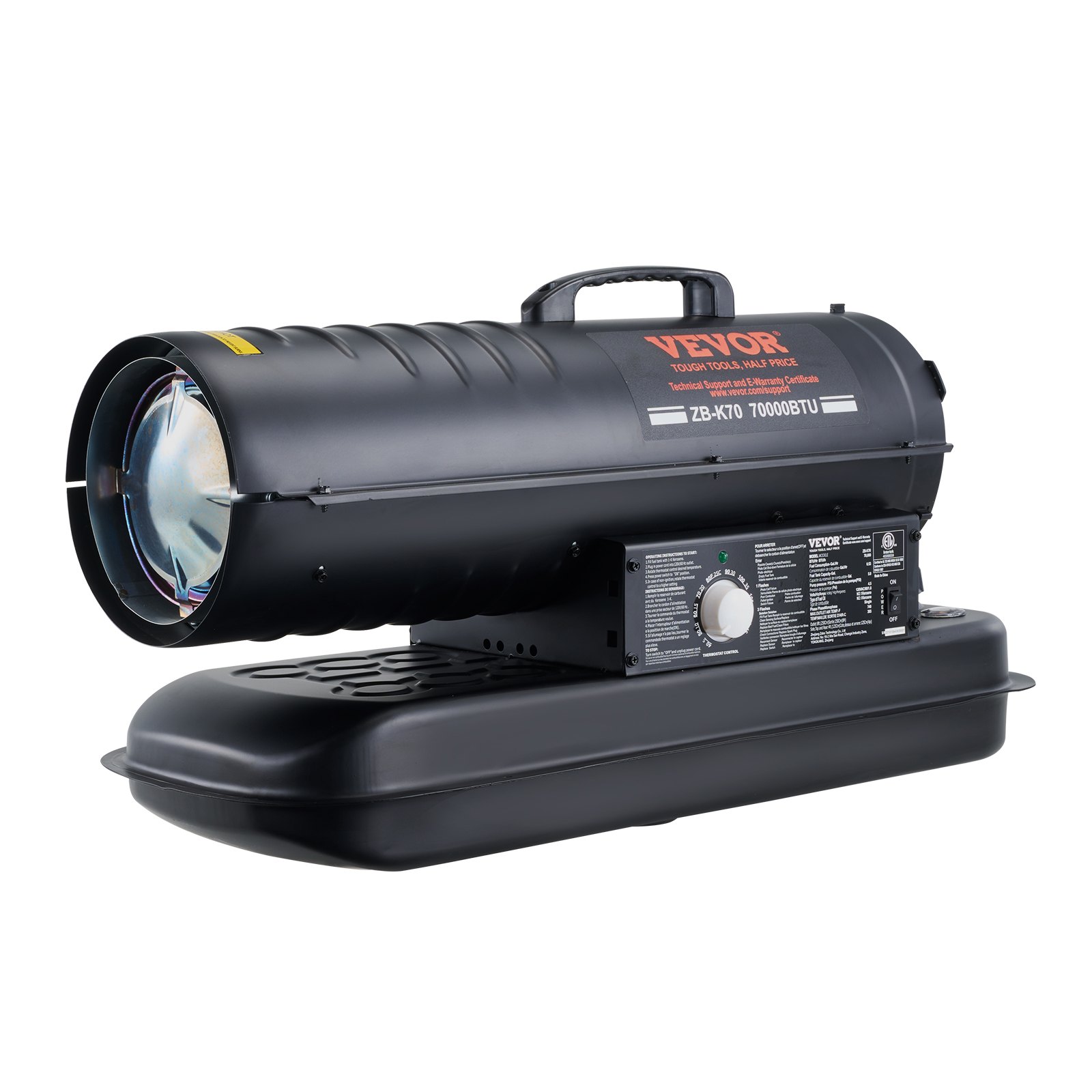 VEVOR Kerosene Forced Air Heater, 70000 BTU Portable Torpedo Diesel ...