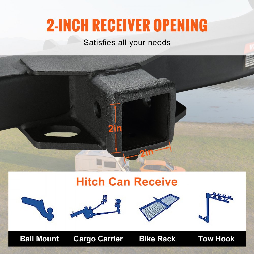 VEVOR Class 3 Trailer Hitch, 2-Inch Receiver, Q455B Steel Tube Frame ...