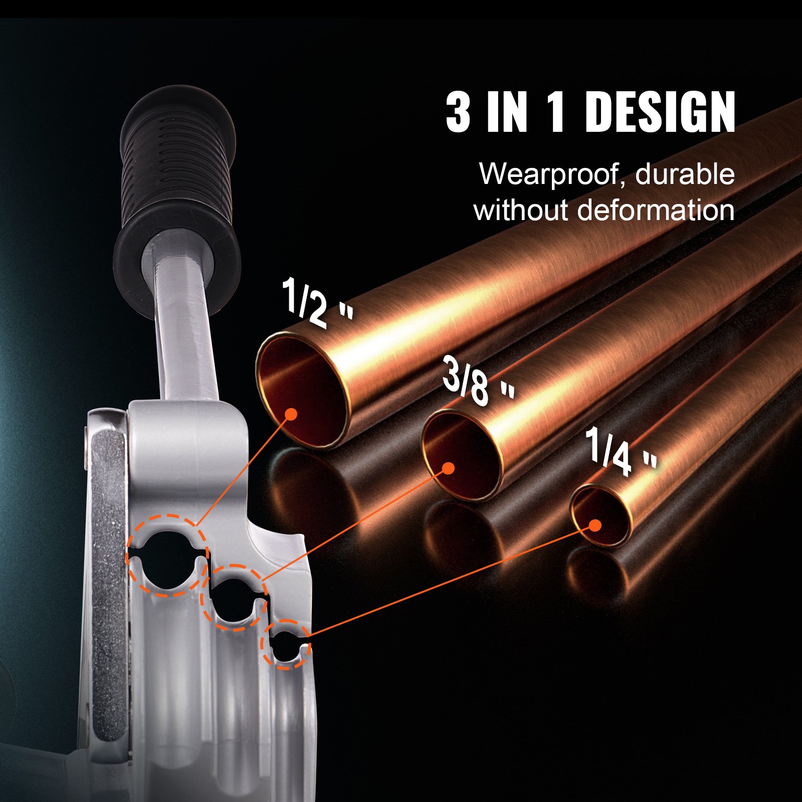 VEVOR Pipe Tube Bender, 1/4", 3/8", 1/2" OD, 3 in 1 Manual Level Tube ...