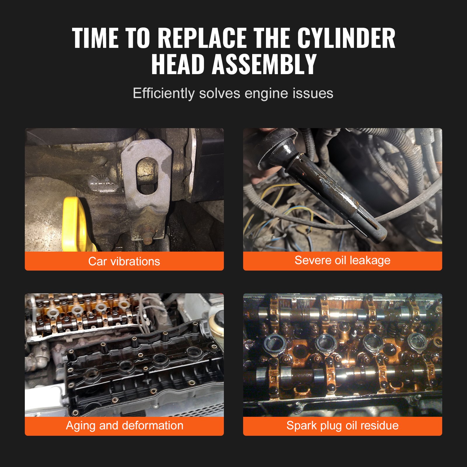 VEVOR Engine Cylinder Head Assembly Replacement Aluminum for SBC ...