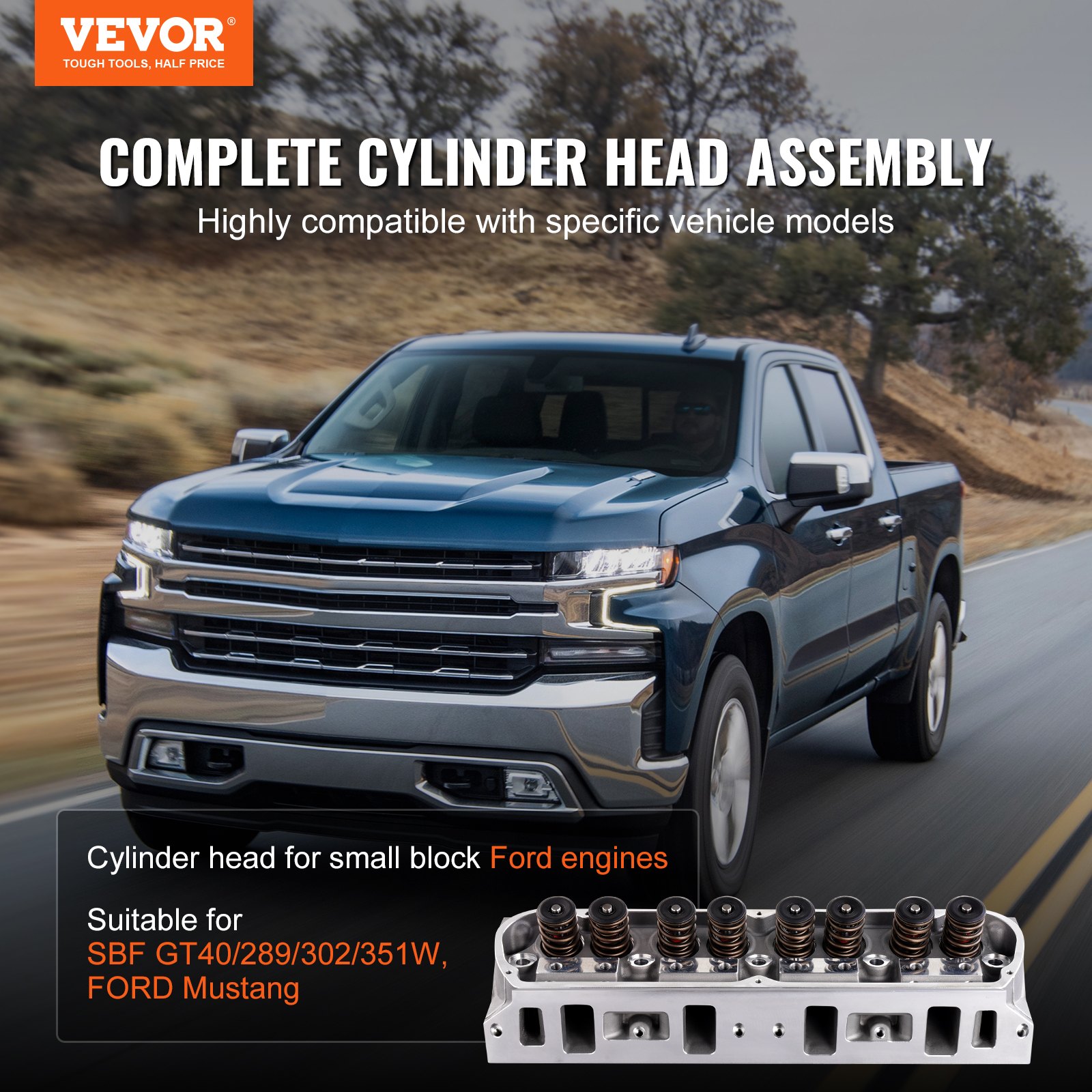 VEVOR Engine Cylinder Head Assembly Replacement, Aluminum Engine ...