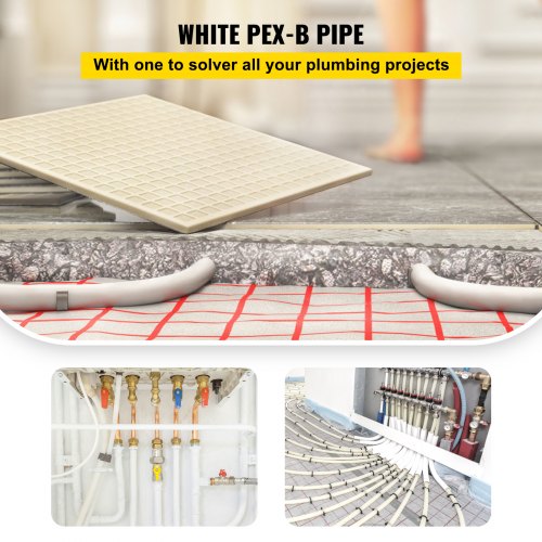 VEVOR PEX Pipe, 1 Inch x 500 FT PEX Tubing, Non Oxygen Barrier White ...