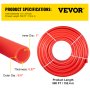 VEVOR PEX Pipe, 1 Inch x 500 FT PEX Tubing, Non Oxygen Barrier Red PEX ...