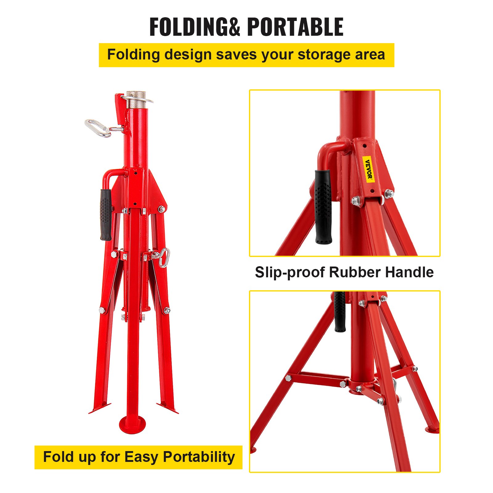 VEVOR V Head Pipe Stand 1/8\"-12\" Capacity,Adjustable Height 28\"-52 ...