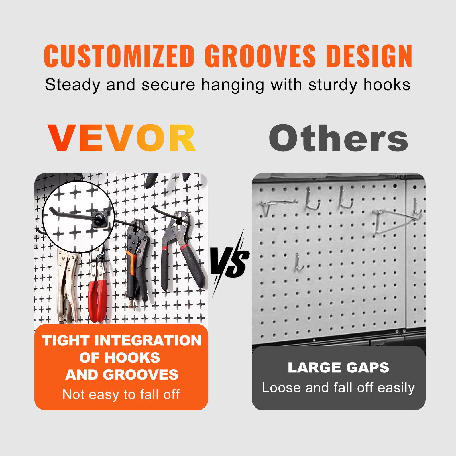 VEVOR Pegboard Wall Organizer 32" x 32", 330LBS Loading Garage Metal ...
