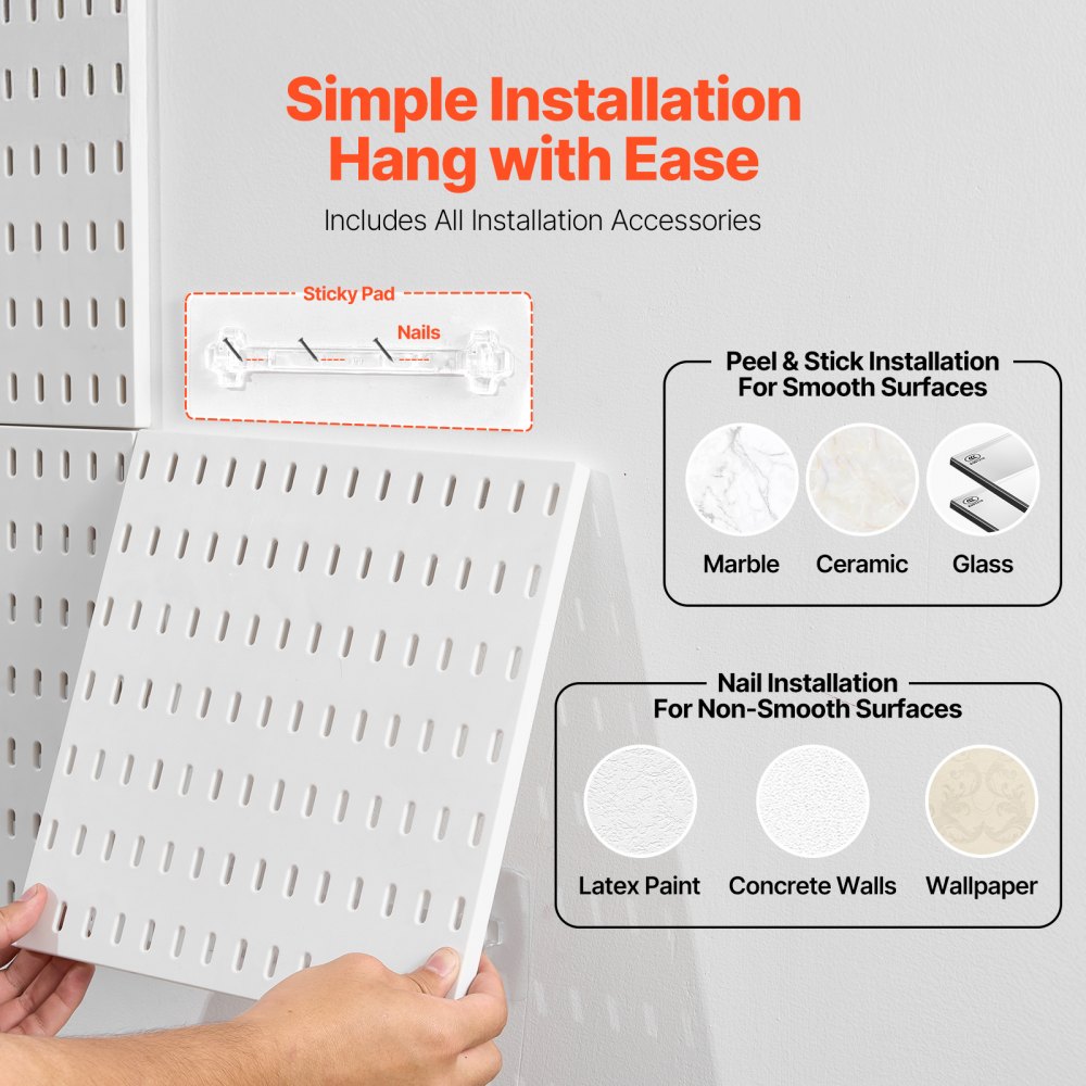 Pegboard Combination Kit 11 x 11" Plastic Pegboard 4 Panels Wall ...