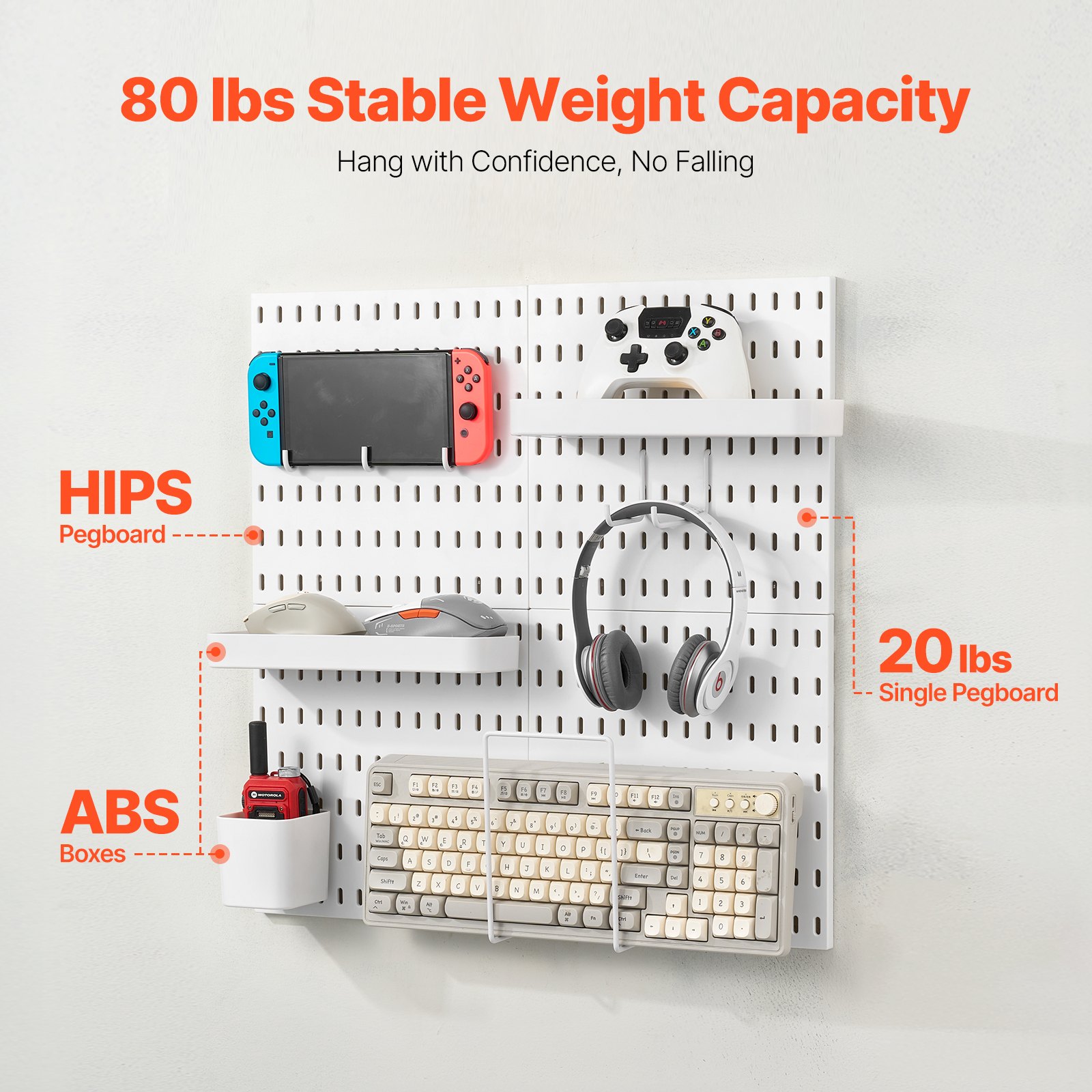 Pegboard Combination Kit 11 x 11" Plastic Pegboard 4 Panels Wall ...