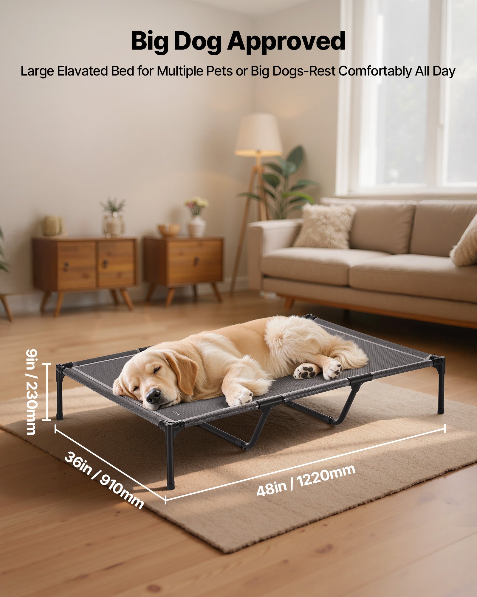 VEVOR Elevated Dog Bed for Large Dogs, Portable Raised Dog Cot with ...