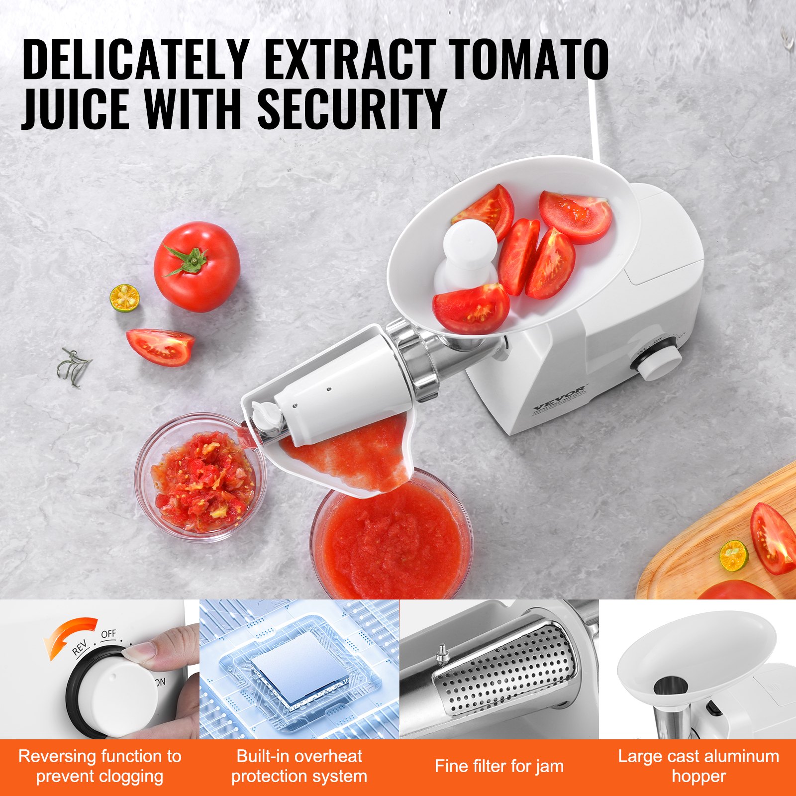 VEVOR 4 LBS/Min Electric Tomato Strainer 300W Tomato Sauce Maker ...