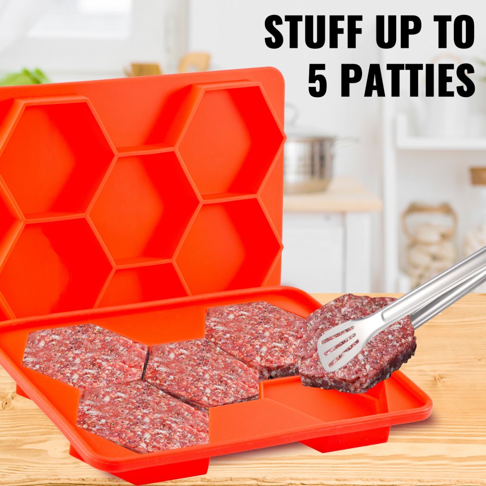 VEVOR Innovative Burger Patty Press Freezer 5-In-1 Burger Press and ...