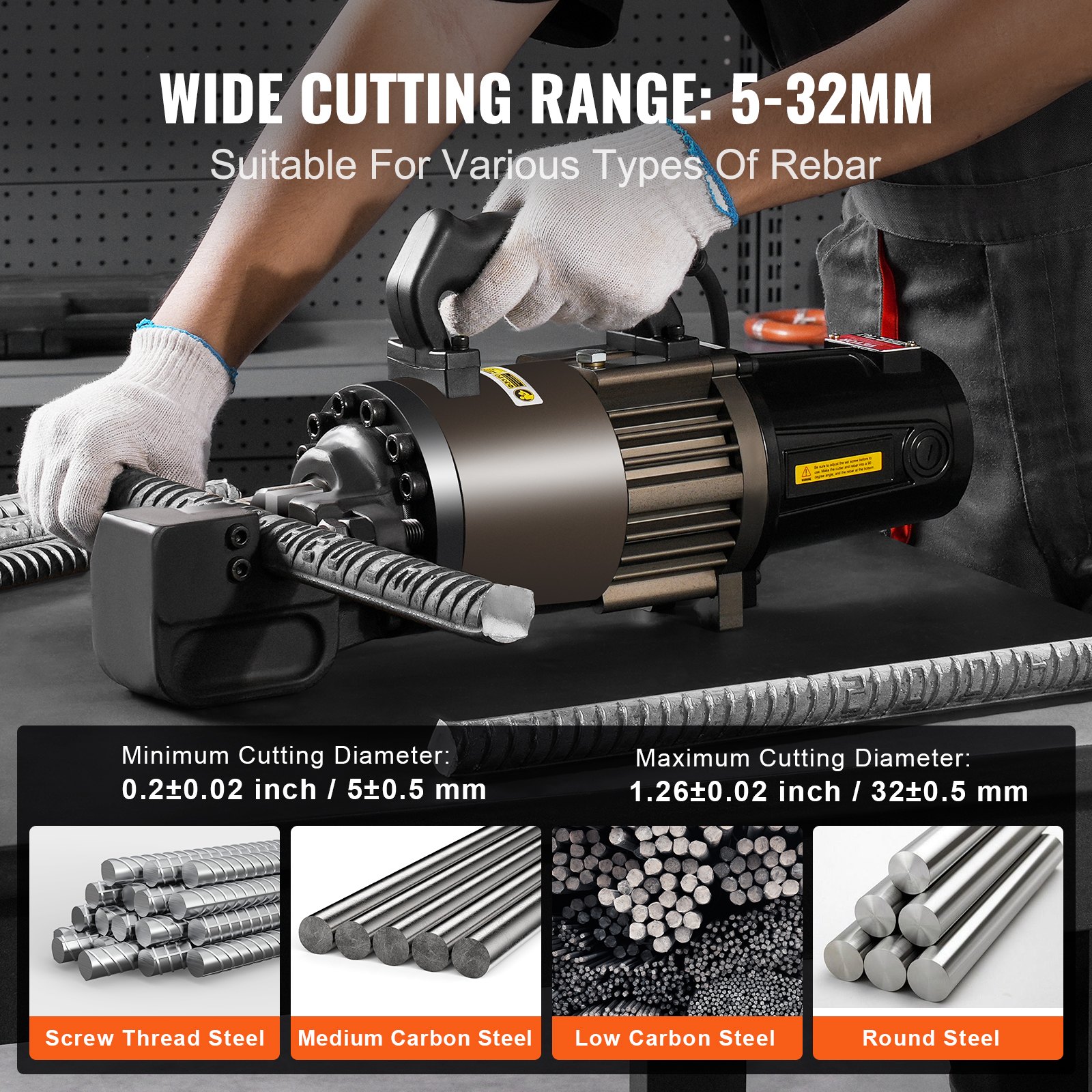 VEVOR Electric Hydraulic Rebar Cutter, 2300W Portable Rebar Cutter ...