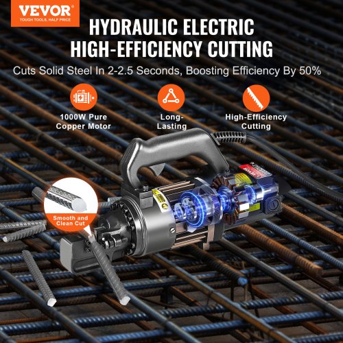VEVOR 1000W Electric Hydraulic Rebar Cutter Cutting up to 5/8 Inch 4 ...