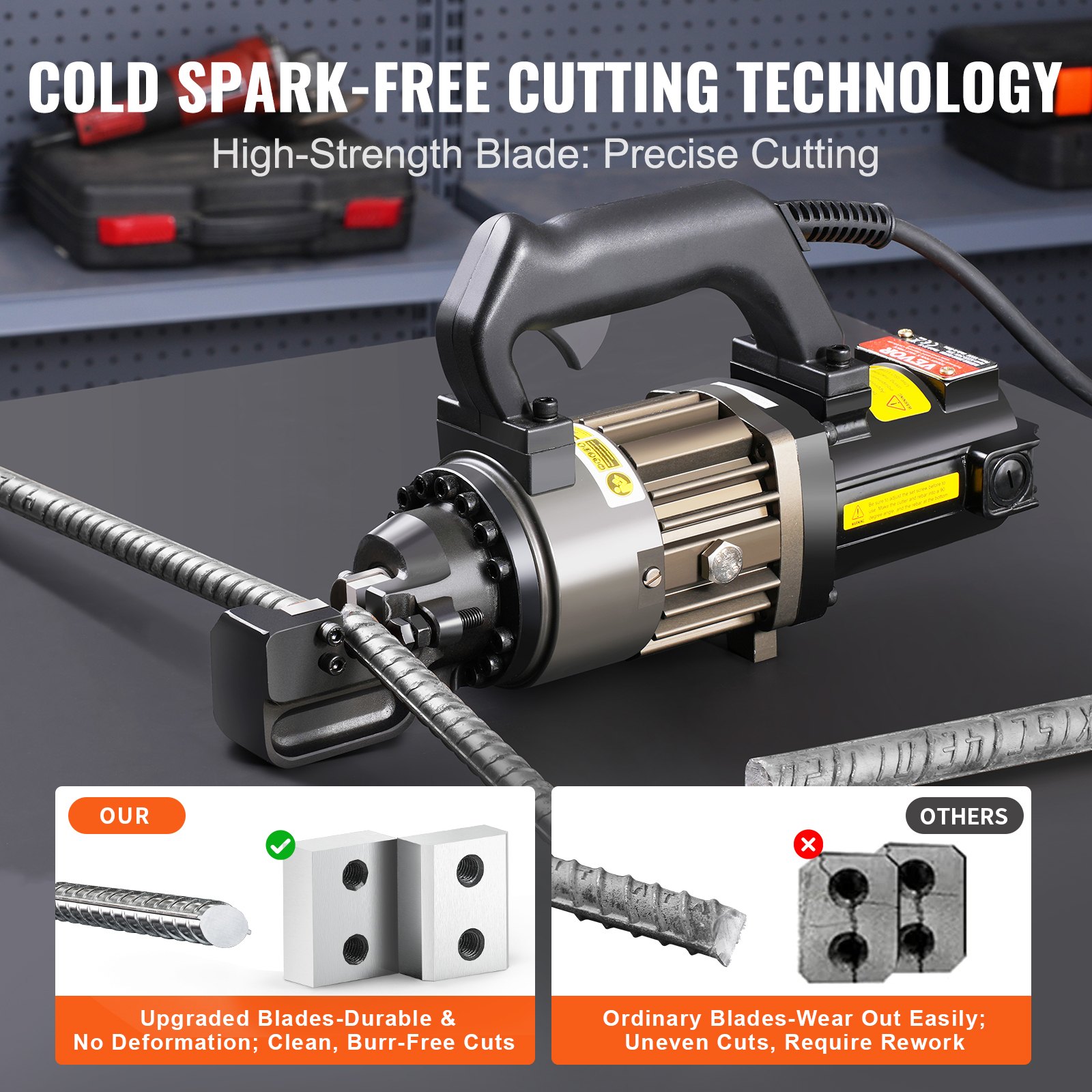 VEVOR 1000W Electric Hydraulic Rebar Cutter Cutting up to 5/8 Inch 4 ...