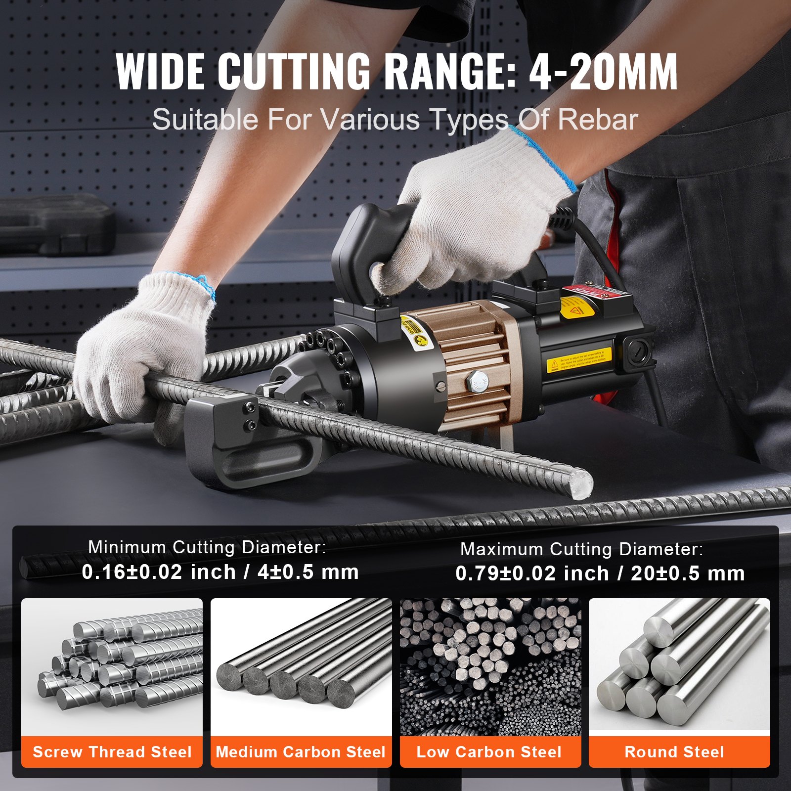 VEVOR Electric Hydraulic Rebar Cutter, 1000W Portable Rebar Cutter ...