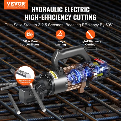 VEVOR 1500W Electric Hydraulic Rebar Cutter Cutting up to 7/8 Inch #7 4 ...