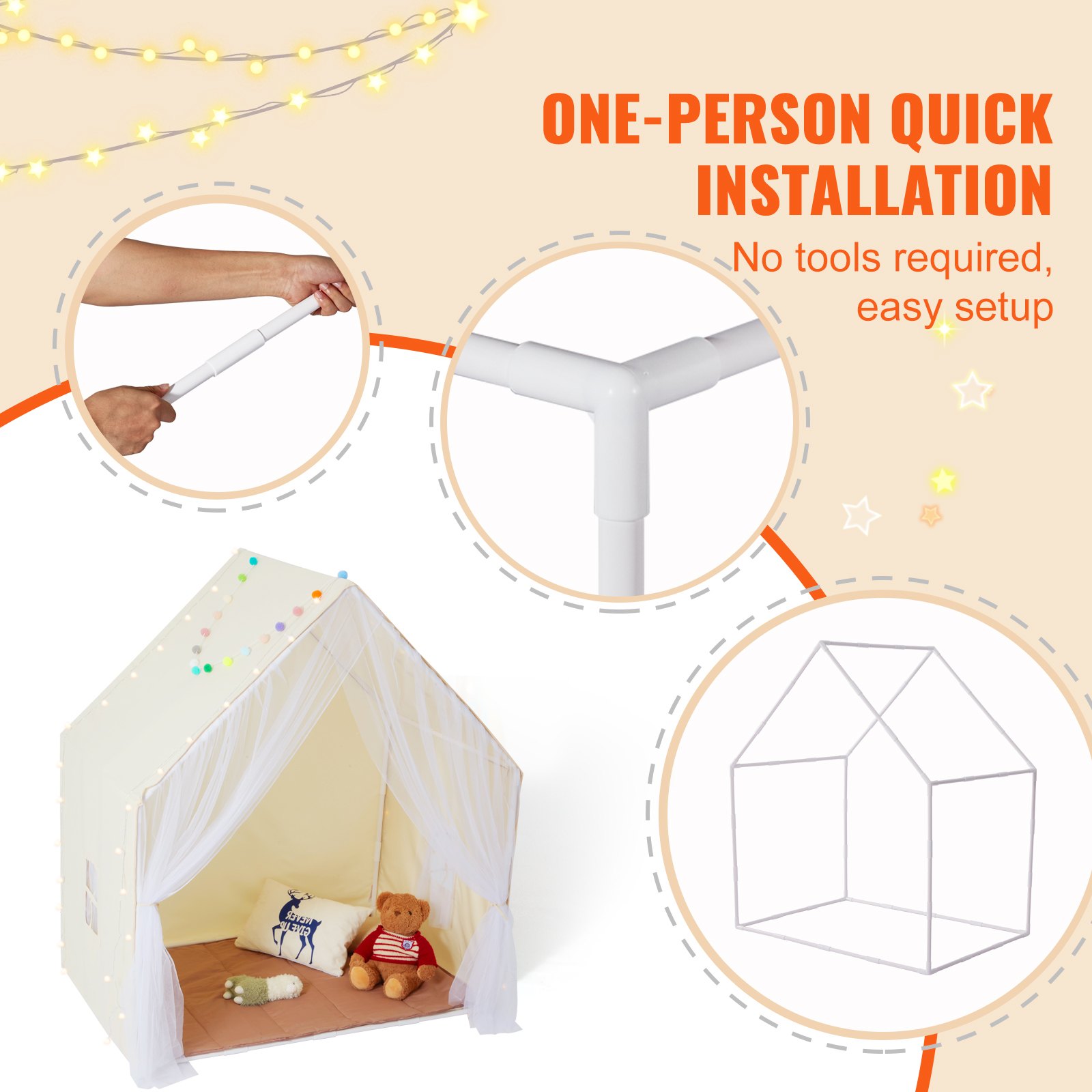 VEVOR Kids Play Tent, Kids Tent for Kids 1-5 Years Old, Toddler Tent ...