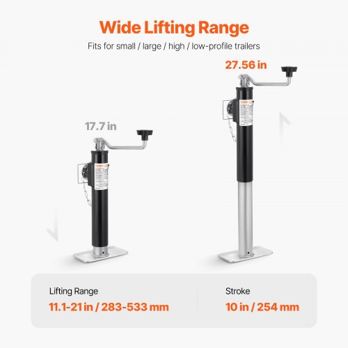VEVOR Trailer Jack, 2000 lbs Dynamic Load Capacity, Weld-on Pipe-Mount ...