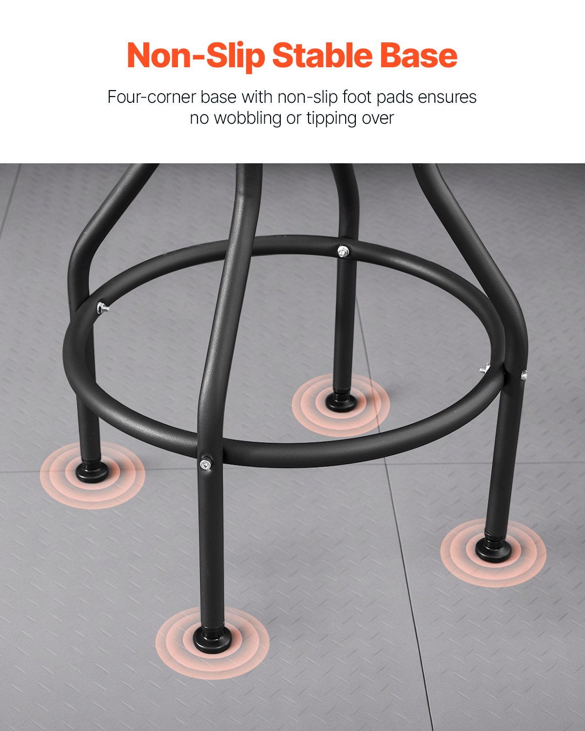 VEVOR Shop Stool with Backrest – 300lbs, 40.6-44.9", 360°
