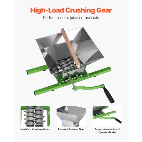 Fruit and Apple Crusher for Wine Cider Making 1.8 Gal/7L Stainless ...