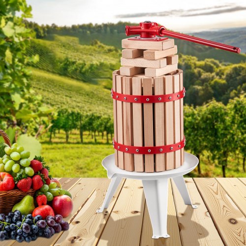 VEVOR Fruit Wine Press Manual Press for Wine Making 1.6 Gal/6L Wood ...