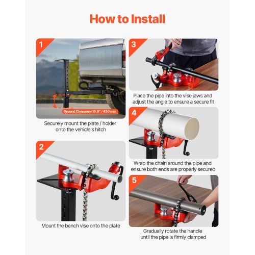 Screw Bench Chain Vise and Hitch Mount Vise Plate Holder 1/8-5 inch ...