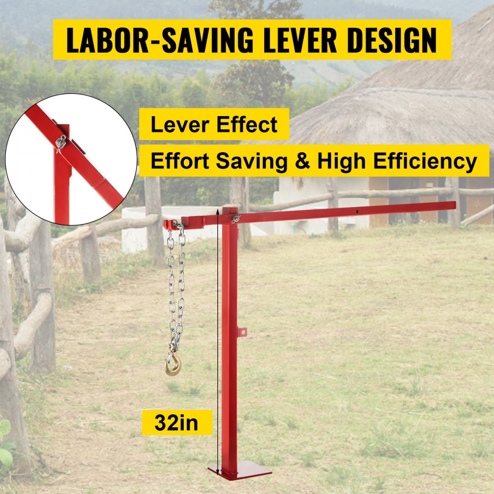 VEVOR Post Puller 42" Long Chain Fence Post Puller 32" Standing Frame ...