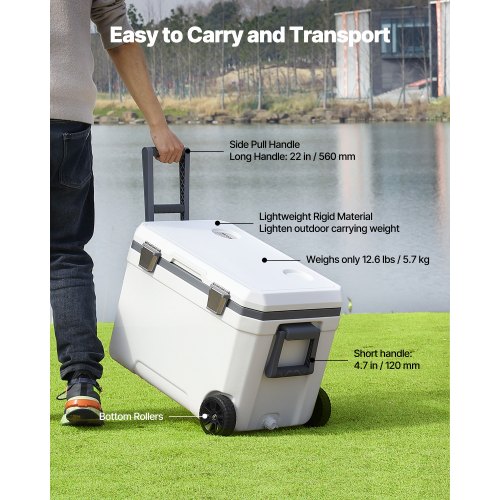 Portable Cooler 45 QT Insulated Wheeled Cooler 64 Can Capacity with Cup ...