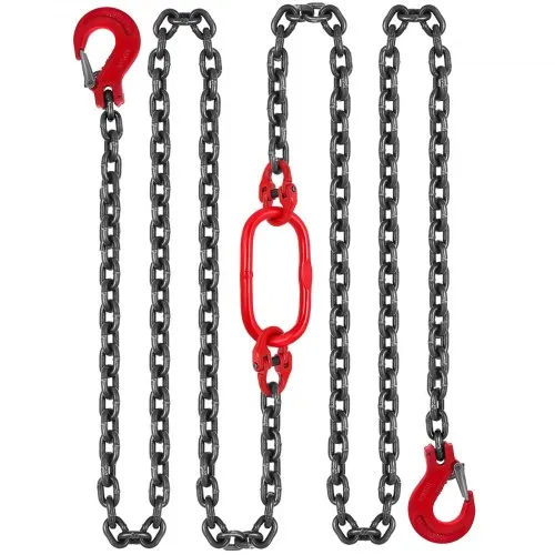 VEVOR 5FT Chain Sling 3/8" x 5' Double Leg with Grab Hooks Sling Chain ...