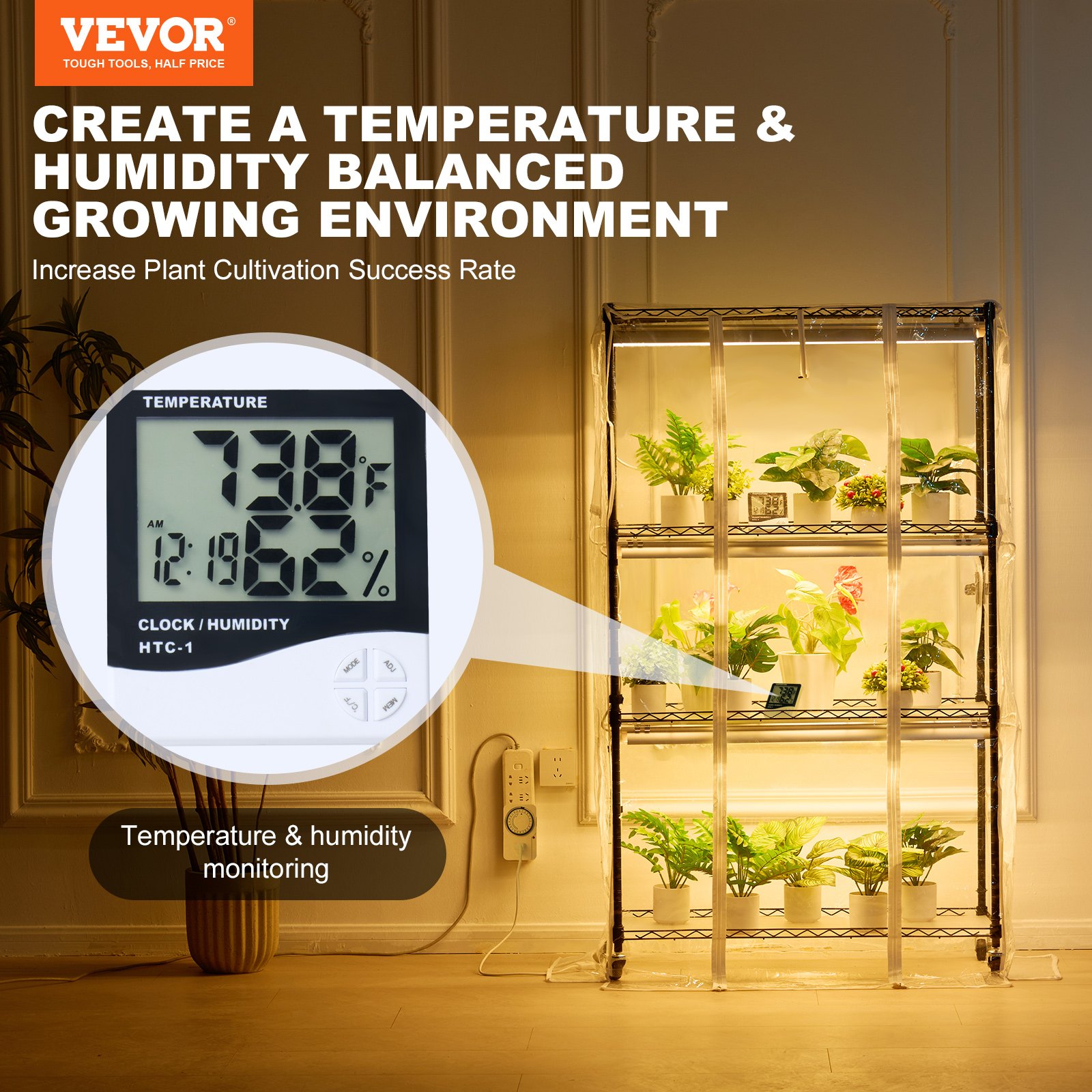 VEVOR Plant Stand with Grow Lights 4 Tiers 180W 59.1" Tall Plant Grow ...