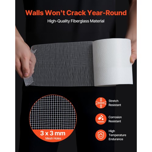 12 Rolls 98.43 ft x 5.91 inch Self-Adhesive Fiberglass Drywall Mesh ...