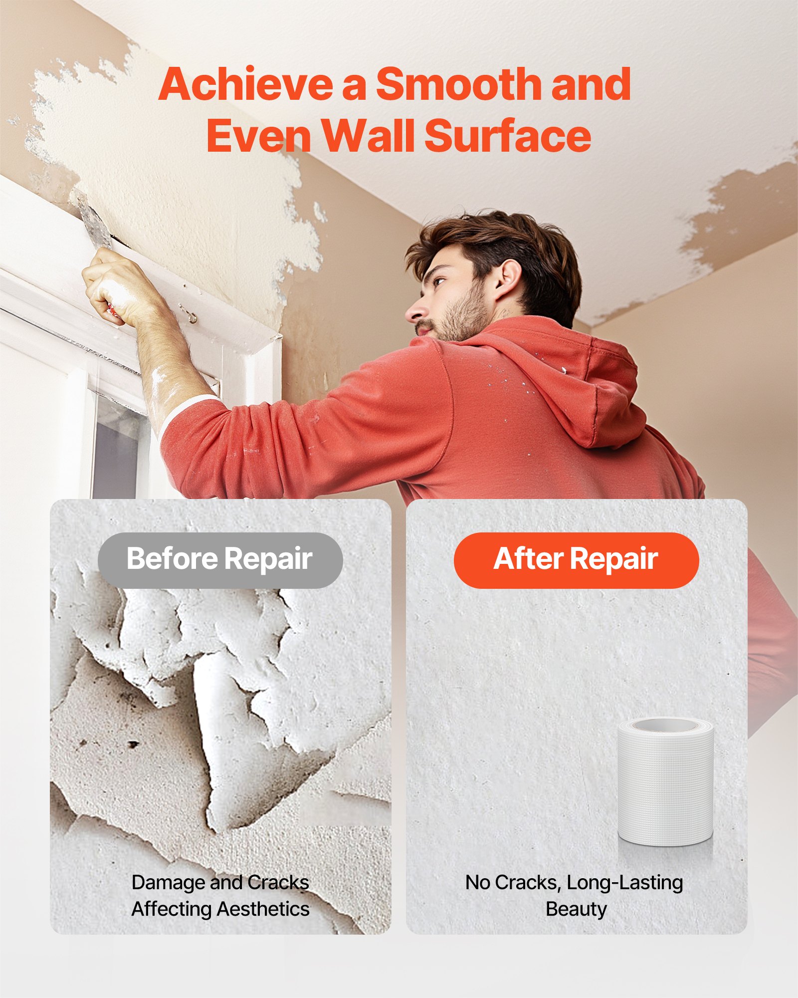 VEVOR Fiberglass Mesh Tape — Durable Smooth Drywall Repair