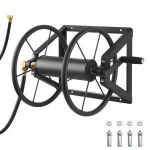 VEVOR Wall Mounted Garden Hose Reel 200ft 5/8 in Hose Winder 5ft Leader ...
