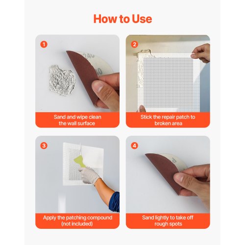 16PCS Drywall Repair Kit 4/6/8-inch Self-Adhesive Dry Wall Repair Patch ...